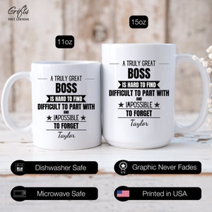 Boss Personalized Gift, Boss Thank You Mug, Boss Cup, Boss Retirement ...