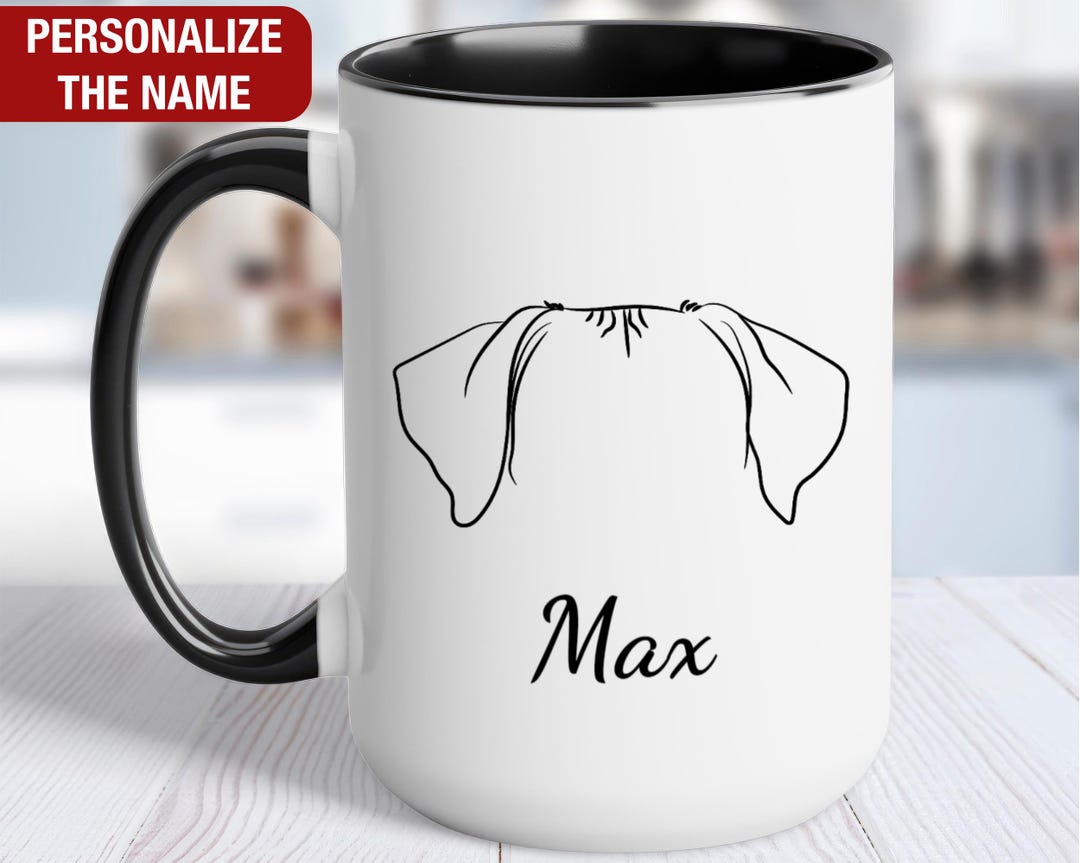 Rhodesian Ridgeback Ears Outline Mug, Rhodesian Ridgeback Personalized ...