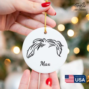 Lowchen Ears Outline Ornament, Lowchen Personalized Ornament, Lowchen ...