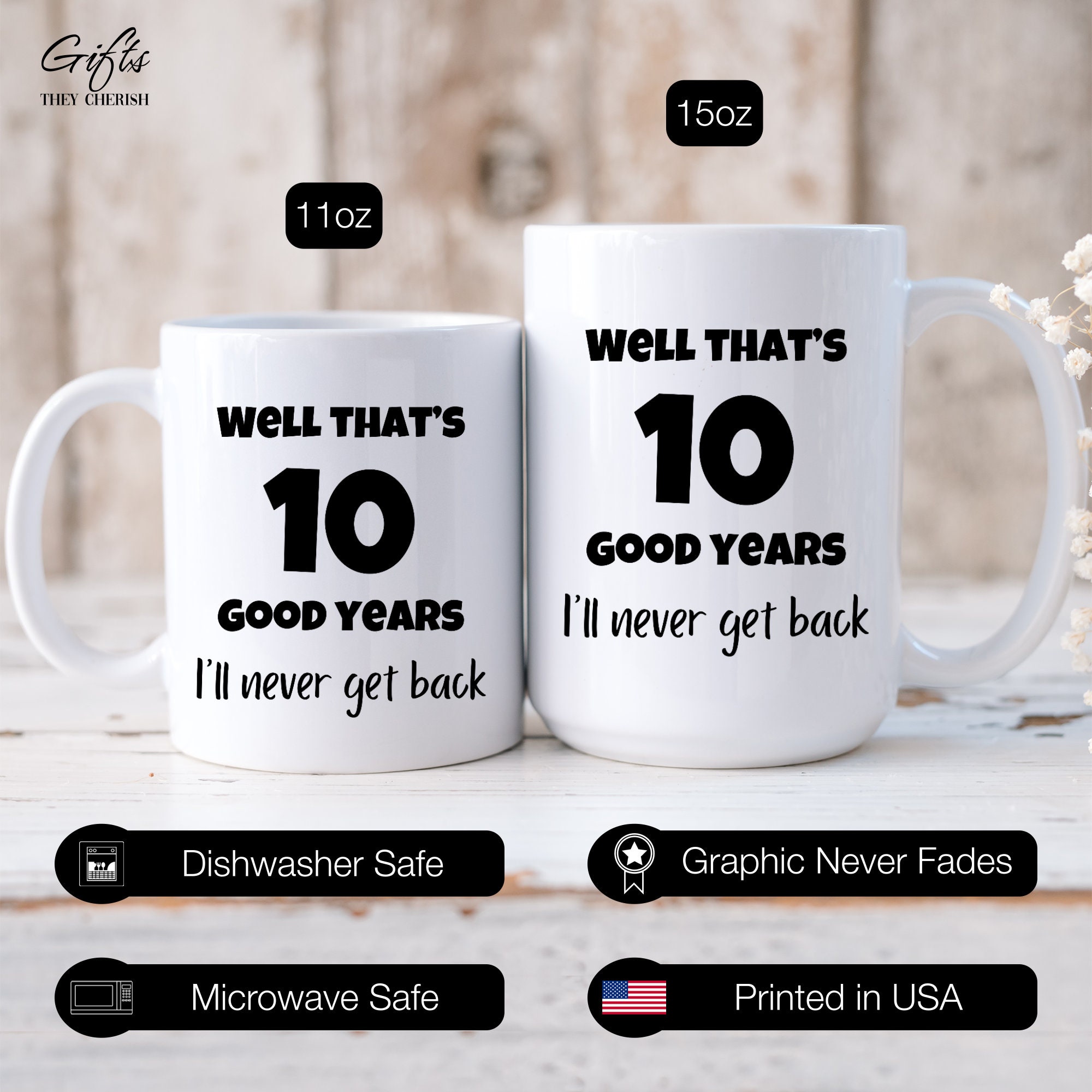 10 Year Work Anniversary Funny Gift, 10 Good Years I'll Never Get Back ...