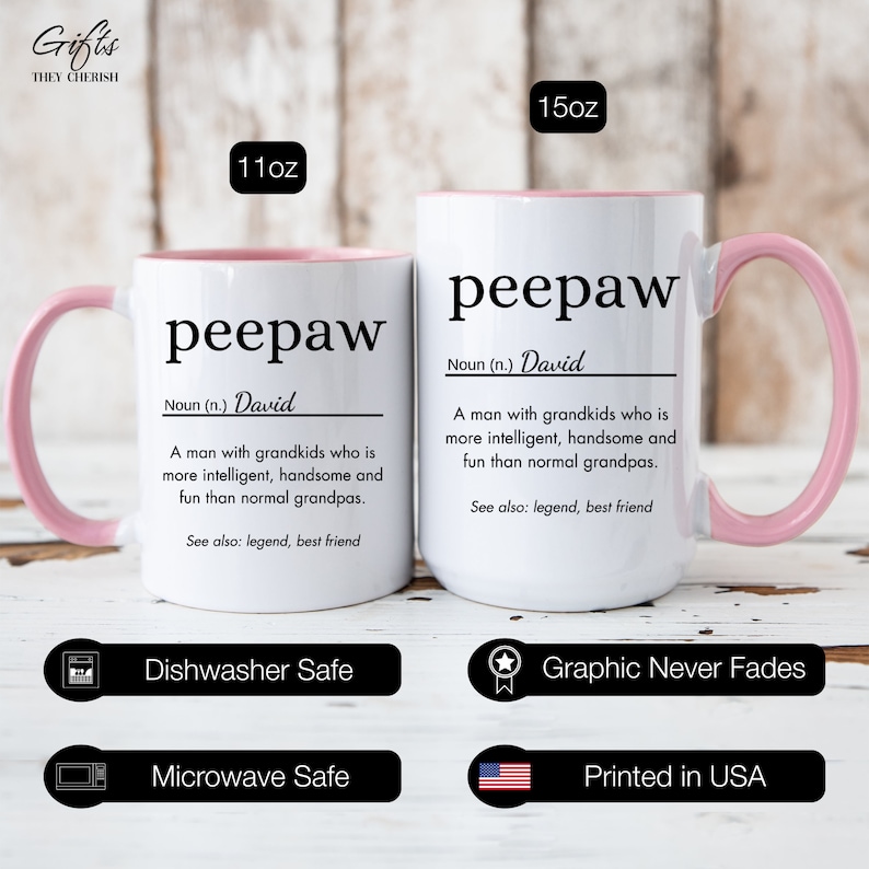 Peepaw Definition Mug, Peepaw Coffee Mug, Personalized Peepaw Gift ...