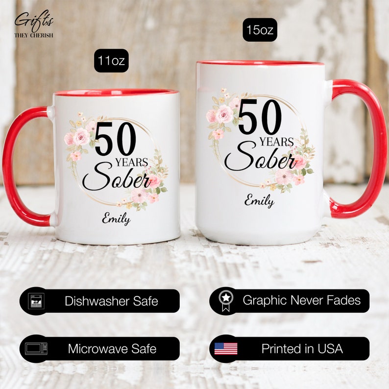 50 Years Sober Personalized T For Her 50 Years Sobriety Anniversary