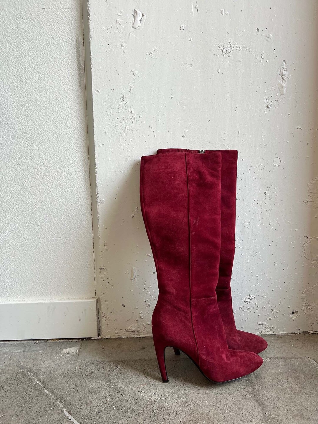 Via Spiga Burgundy Suede Boots - Etsy