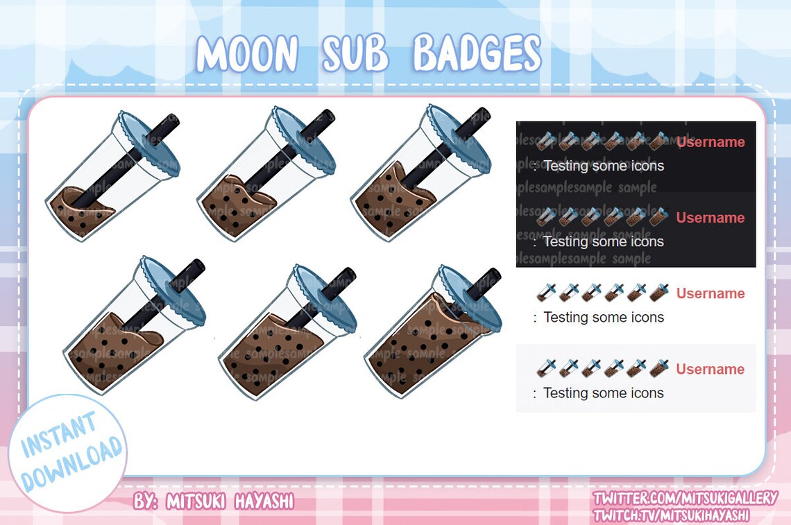 Bubble Tea Sub Badges - Etsy