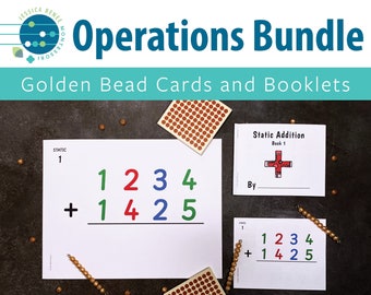 Montessori Math Golden Bead Operations Cards Bundle large | Etsy