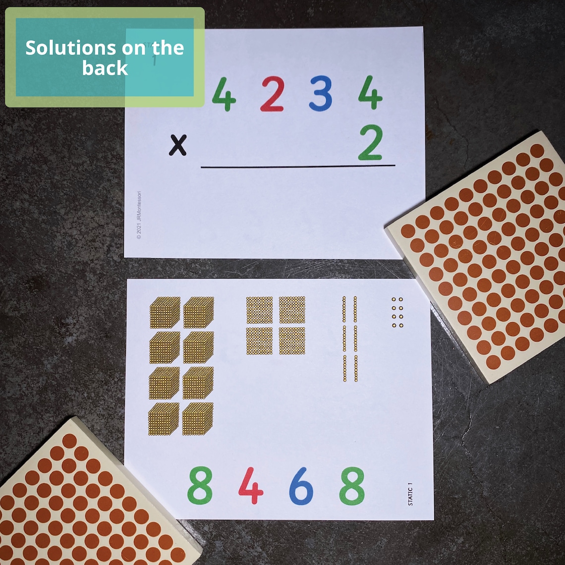 Montessori Math 4-digit Golden Bead Multiplication With Small Cards - Etsy