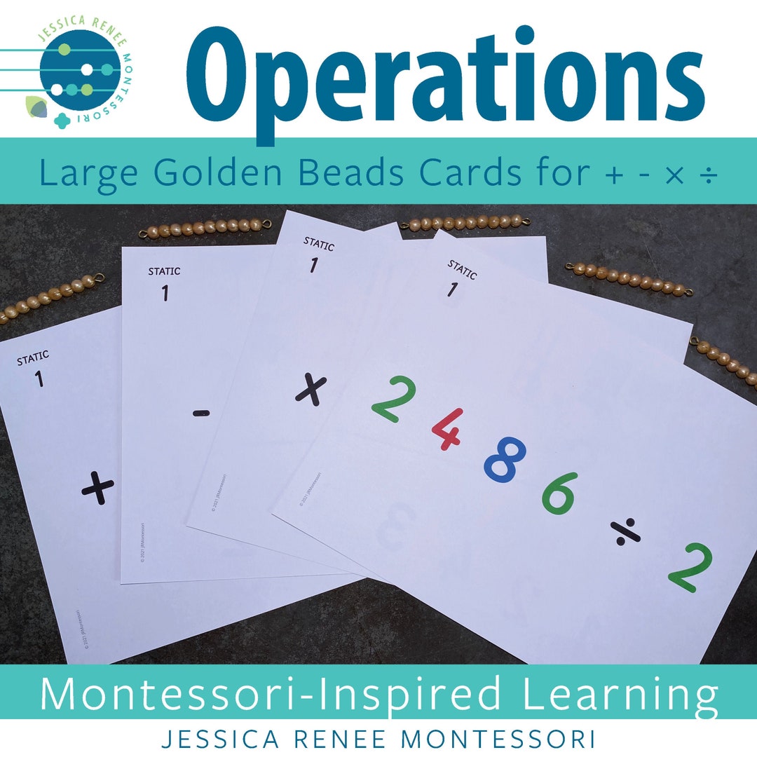 Montessori Math Golden Bead Operations Cards Bundle (large Cards) - Etsy