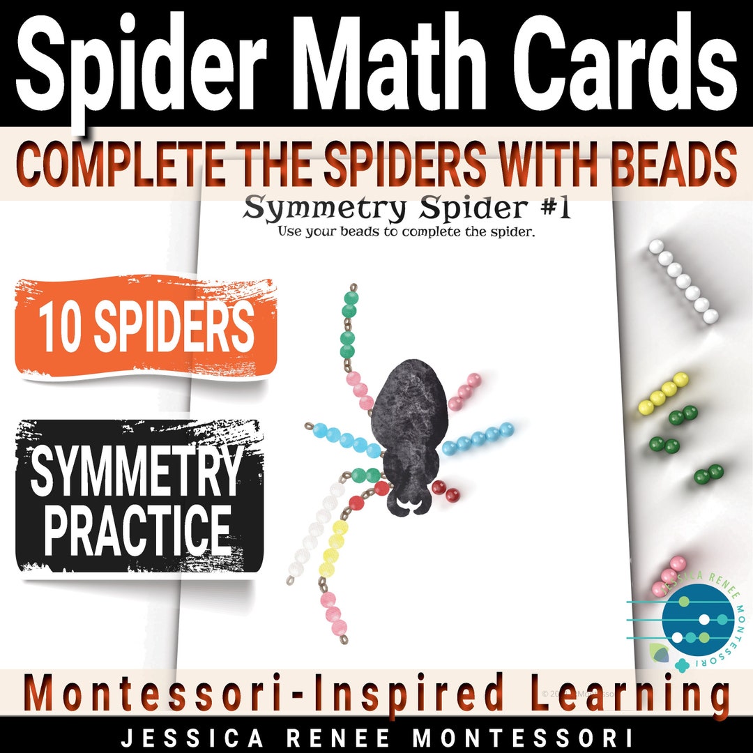 Montessori Halloween Math Cards: Symmetrical Spider, Fall Activity ...