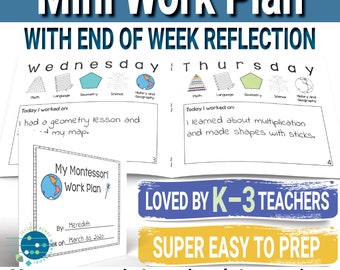 Montessori Work Plan Booklet, Weekly Progress Journal, Goal Setting ...
