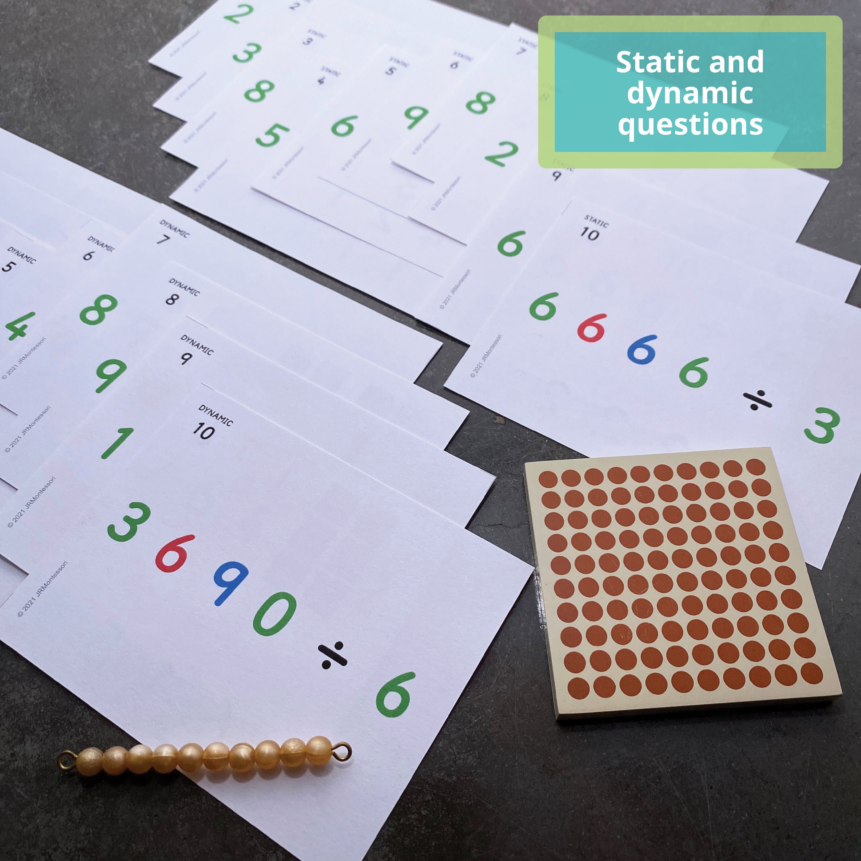 Montessori Math 4-digit Golden Bead Division With Small Cards - Etsy