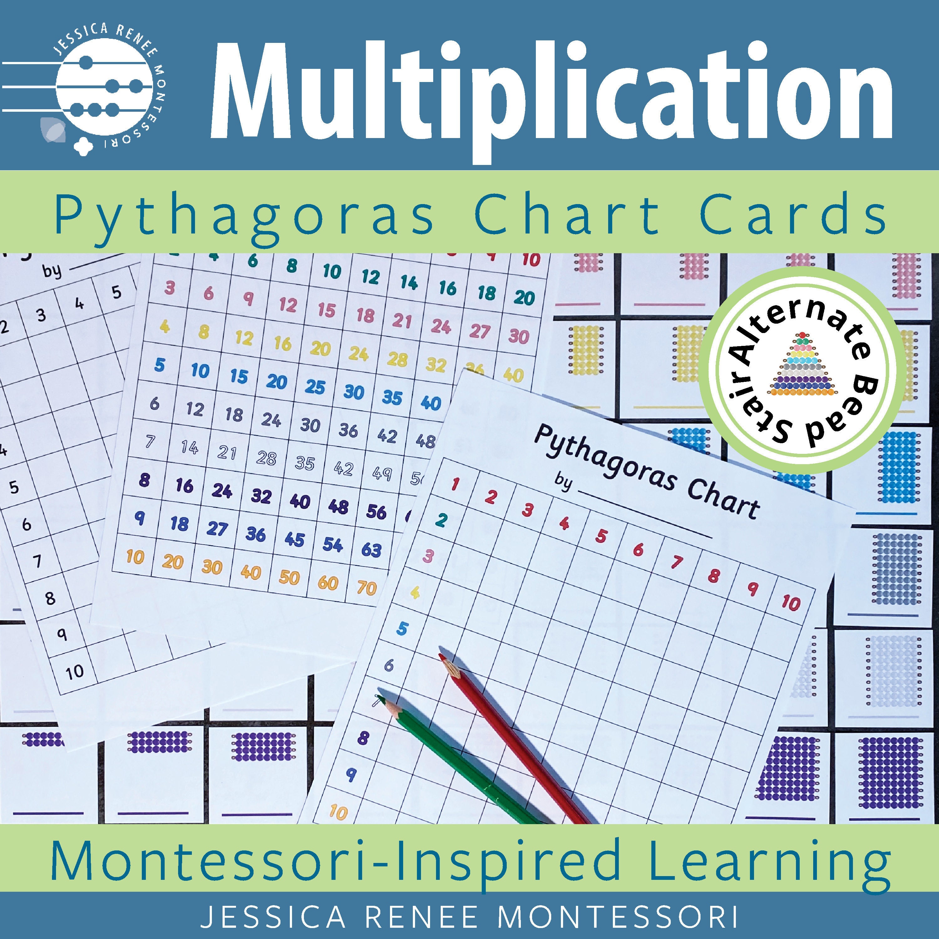 Montessori Pythagoras Board Cards Alternate Bead Stair Version - Etsy