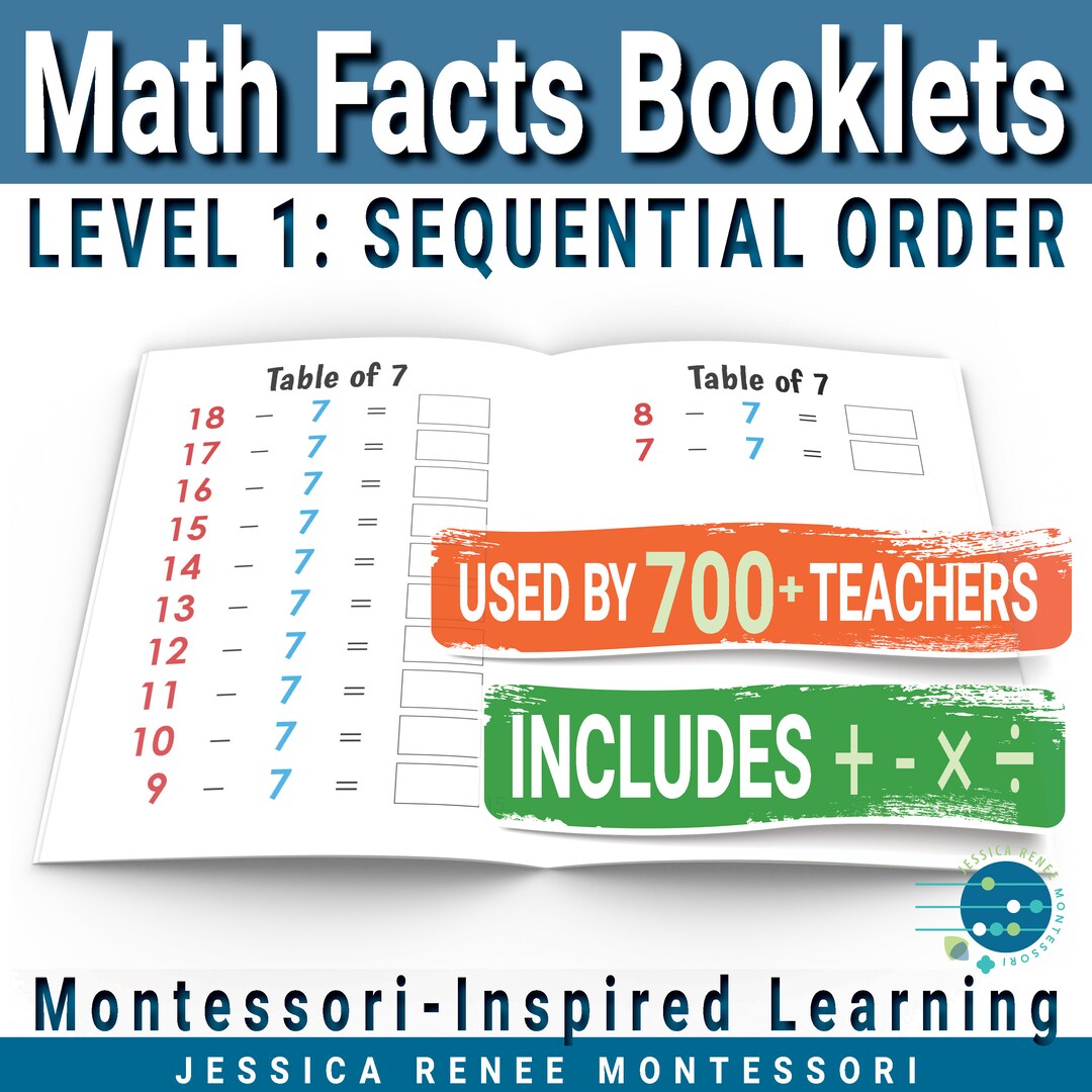 Montessori Math Facts Booklets (sequential Order) for Fluency Practice ...