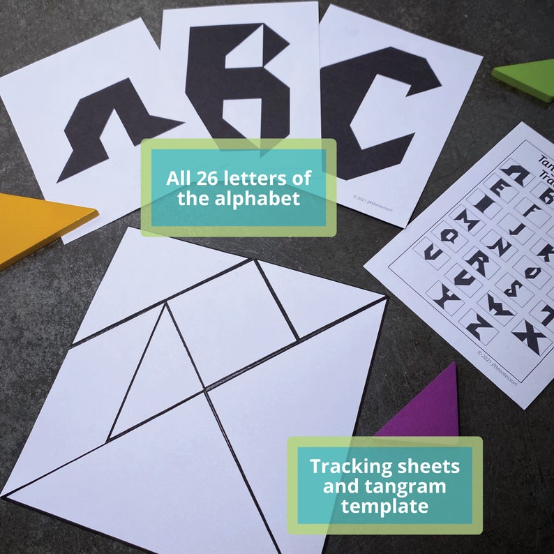 Tangram Task Cards With Alphabet Puzzles - Etsy