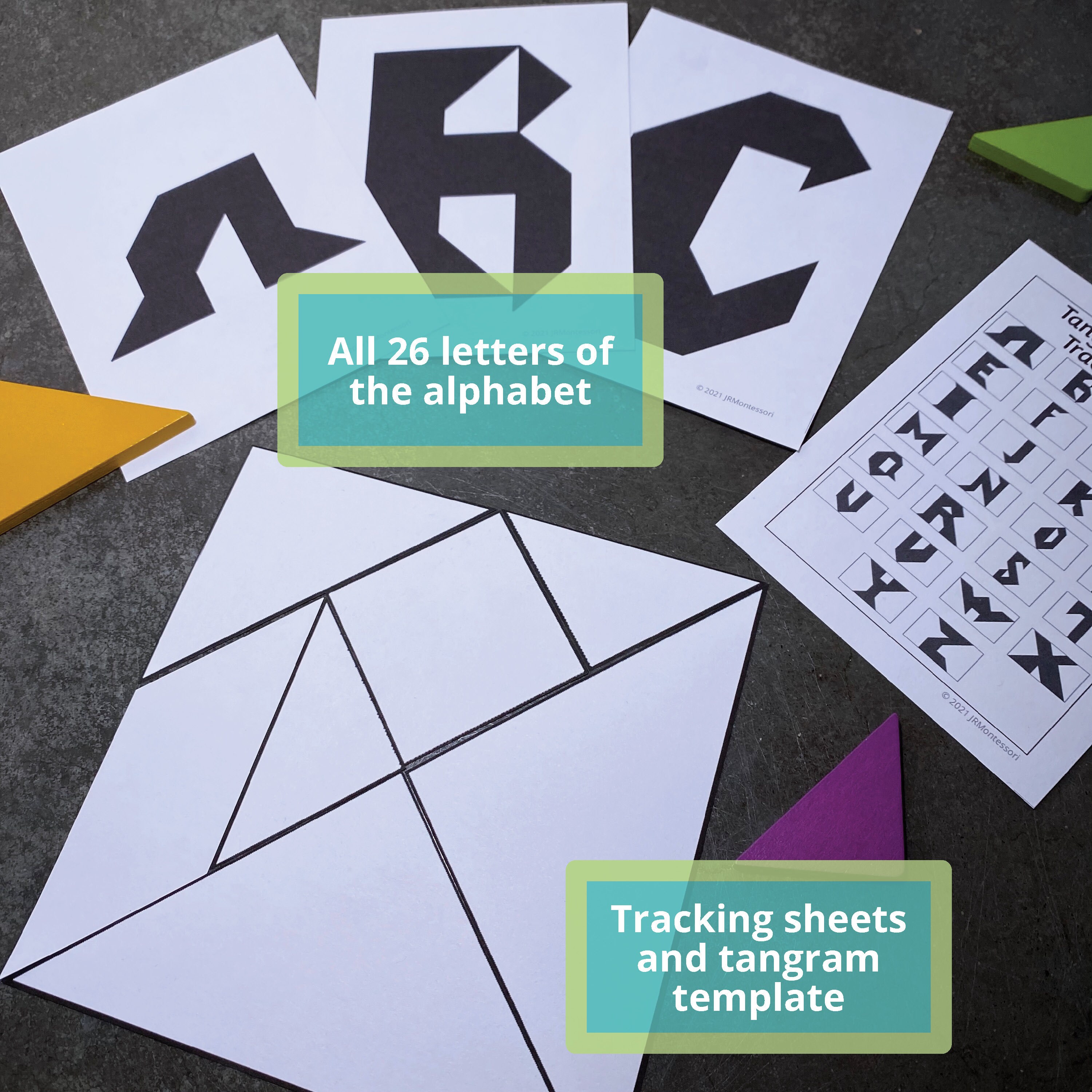 Tangram Task Cards With Alphabet Puzzles - Etsy