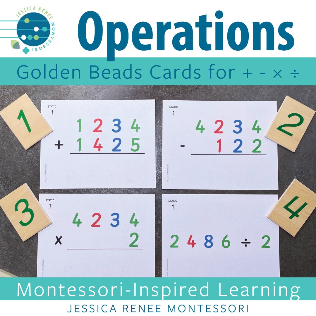 Montessori Math Operations: Small Command Cards Bundle, Golden Bead ...