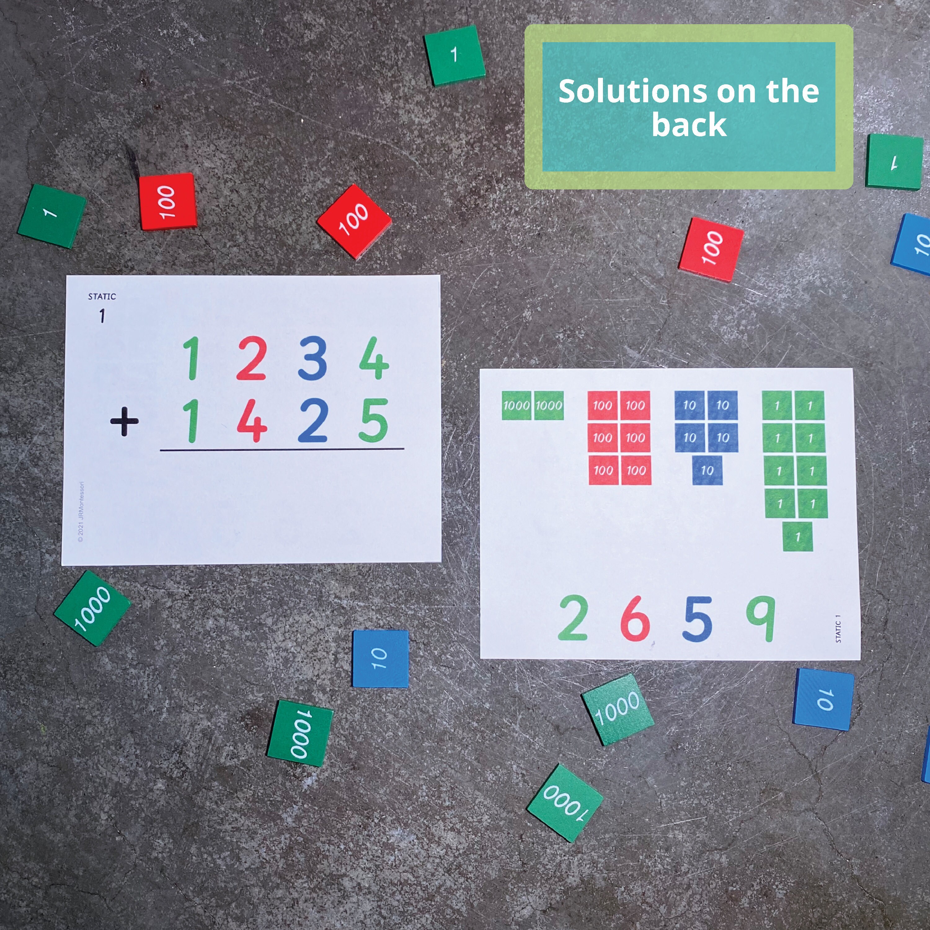 Montessori Math 4-digit Stamp Game Addition With Small Cards - Etsy