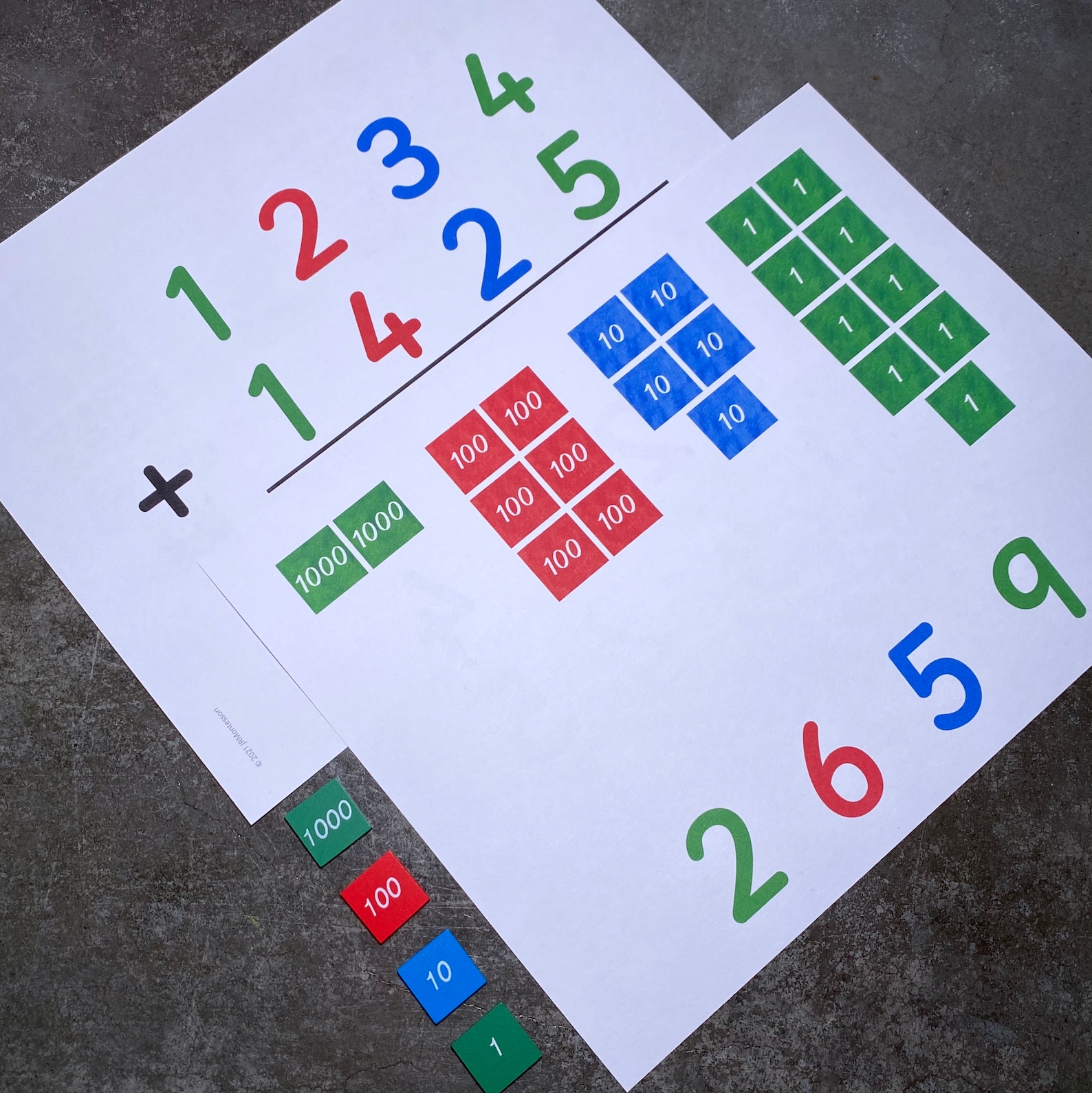 Montessori Math Stamp Game Operations Cards Bundle large Cards - Etsy