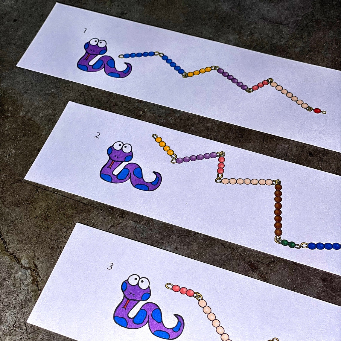 Montessori Math Addition Snake Game Cards (bead Stair Version) for ...