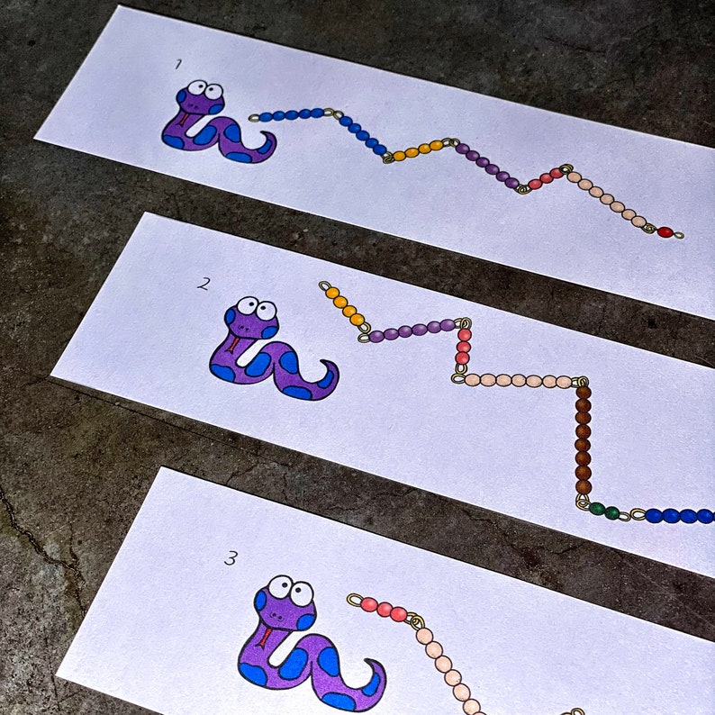 Montessori Math Addition Snake Game Cards (bead Stair Version) for ...