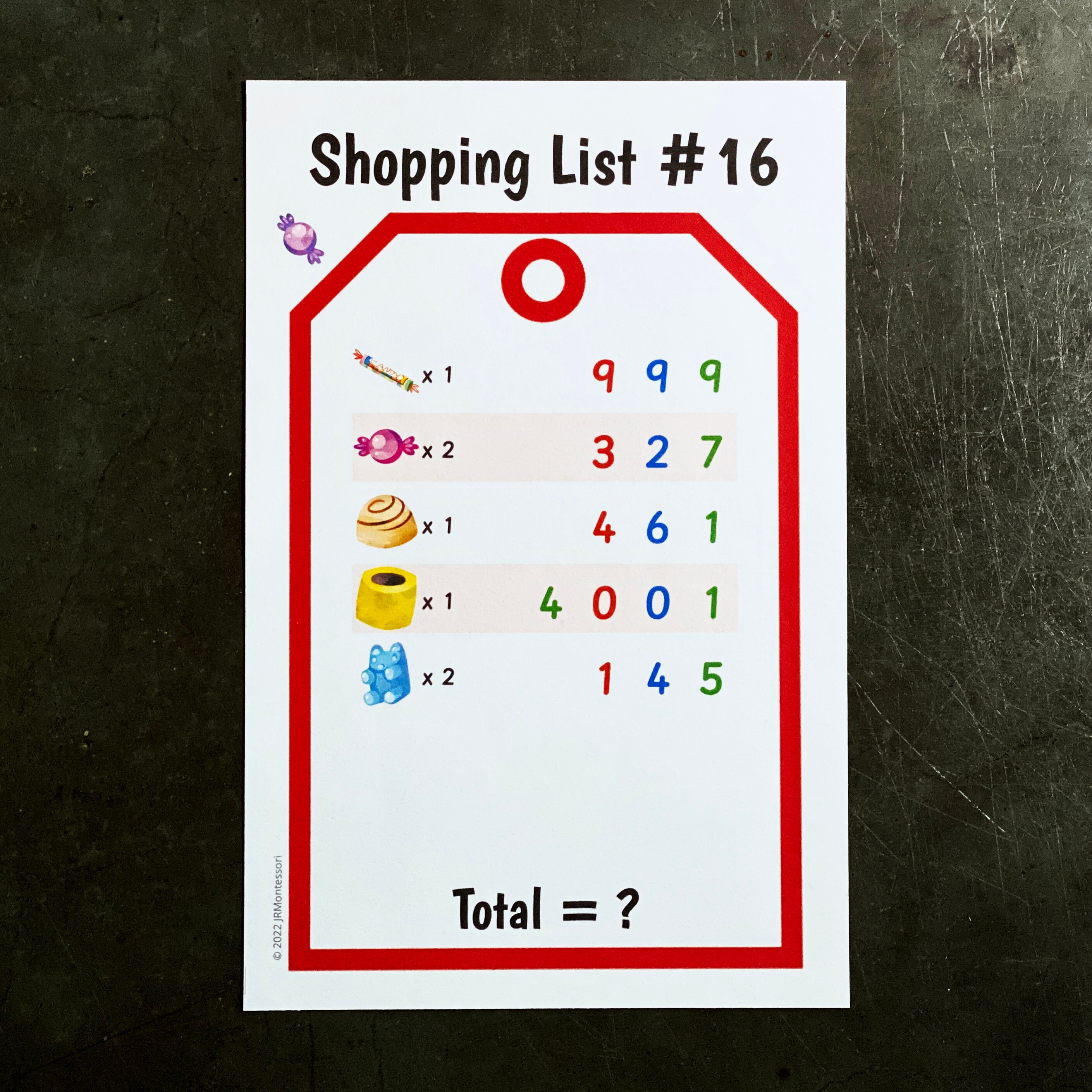 Montessori Math Game Candy Store Shopping Lists - Etsy