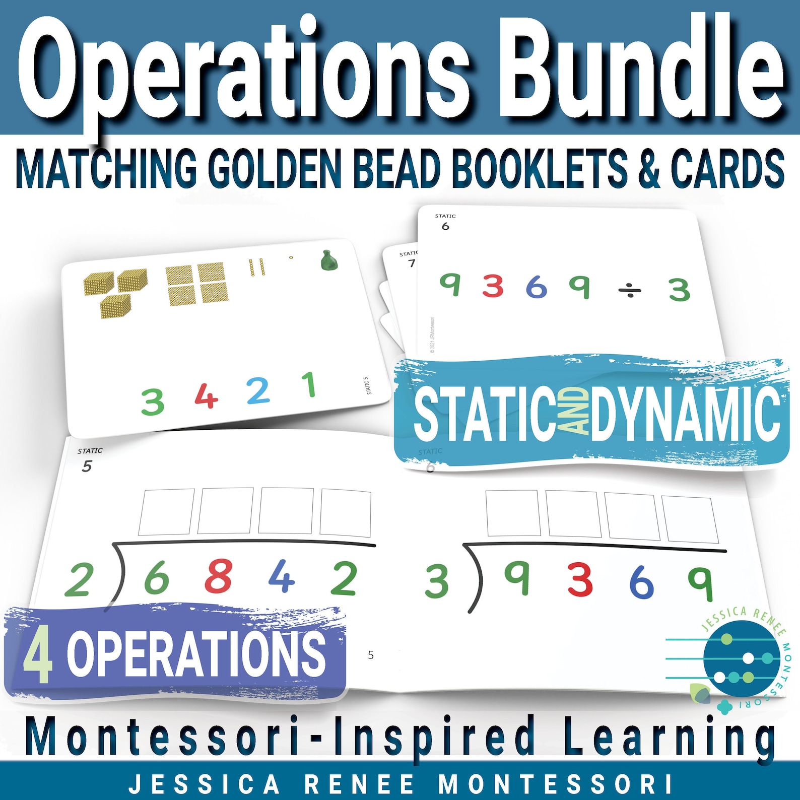 Montessori Math Golden Bead Task Cards and Recording Booklets, All 4 ...