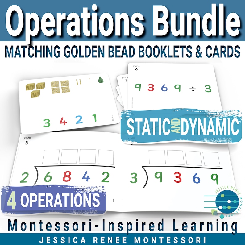 Montessori Math Golden Bead Task Cards and Recording Booklets, All 4 ...