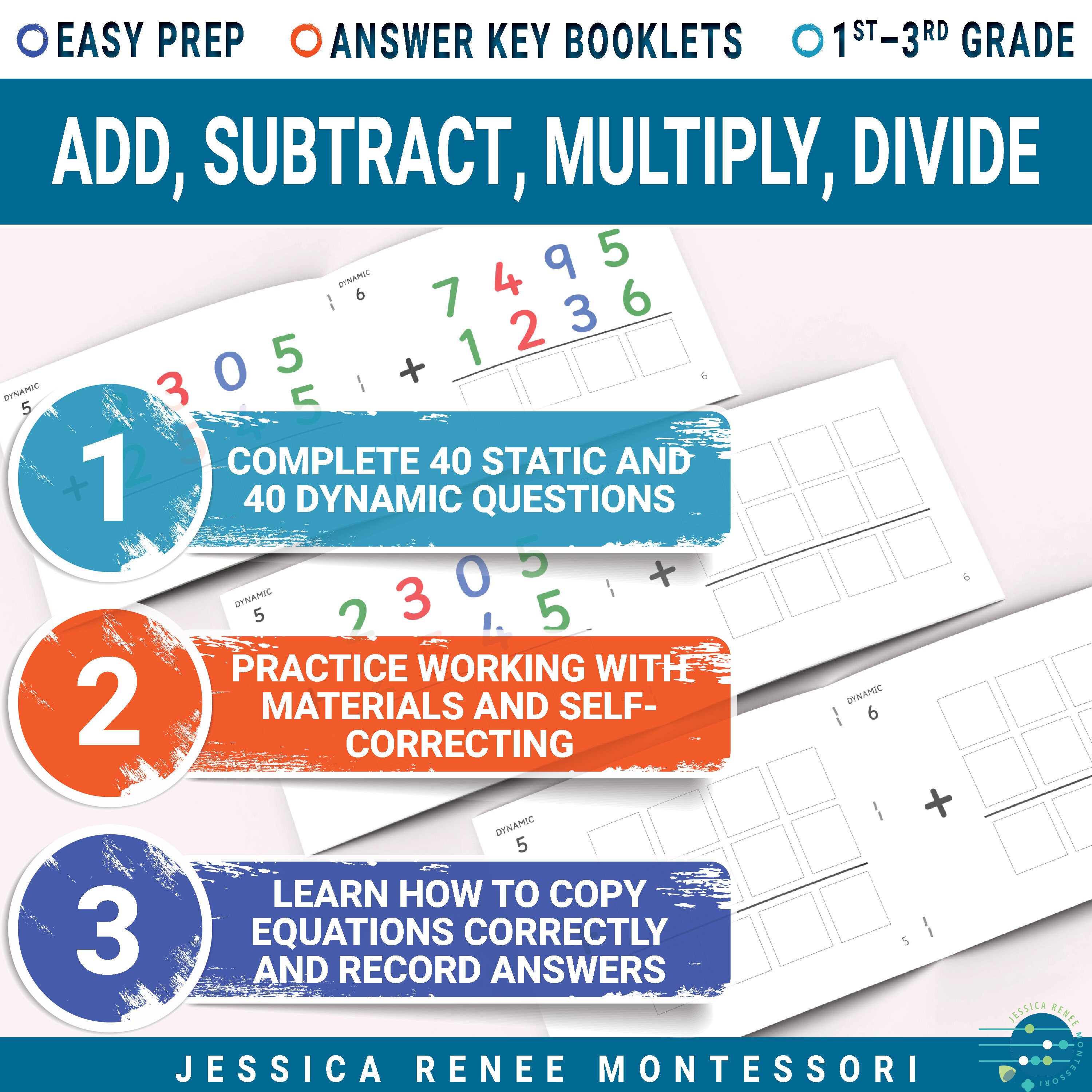 Montessori Math Golden Bead Task Cards and Recording Booklets, All 4 ...