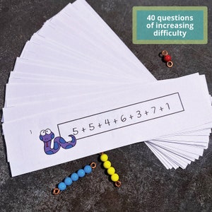 Montessori Math Addition Snake Game Cards (numeral Version) for Facts ...