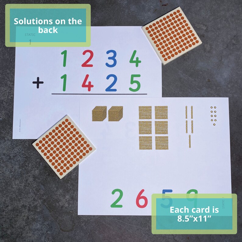 Montessori Math Golden Bead Operations Cards Bundle (large Cards) - Etsy