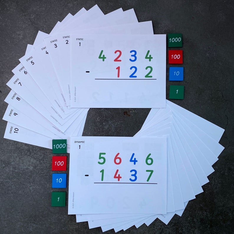 Montessori Stamp Game Operations Cards Bundle (small Cards) - Etsy