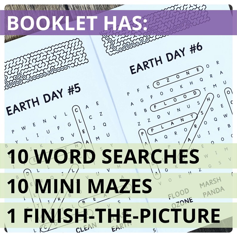 Earth Day Booklet | Word Searches, Maze Puzzles, Finish the Picture ...
