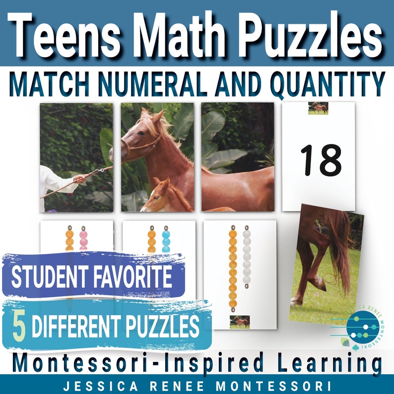 Montessori Math Puzzles for Practicing the Teen Numbers - Etsy
