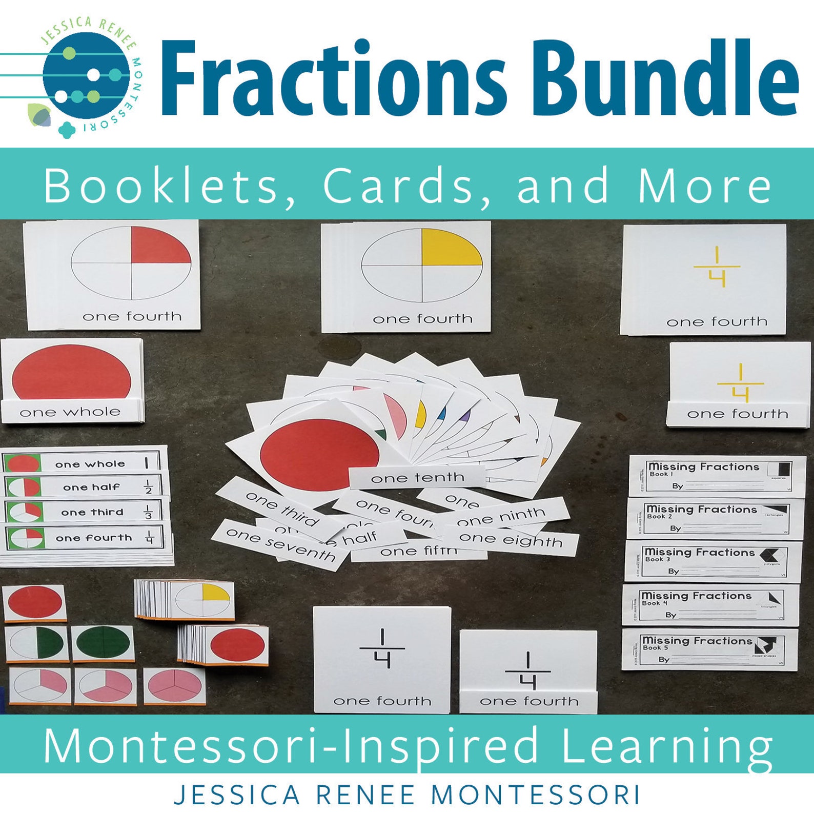 Montessori Fractions Bundle: Sorting, Ordering, Naming, Card & Booklet ...