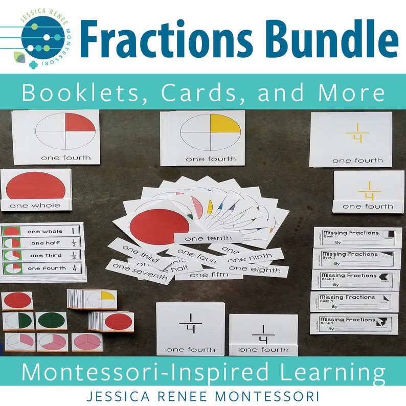 Montessori Fractions Bundle: Sorting, Ordering, Naming, Card & Booklet ...