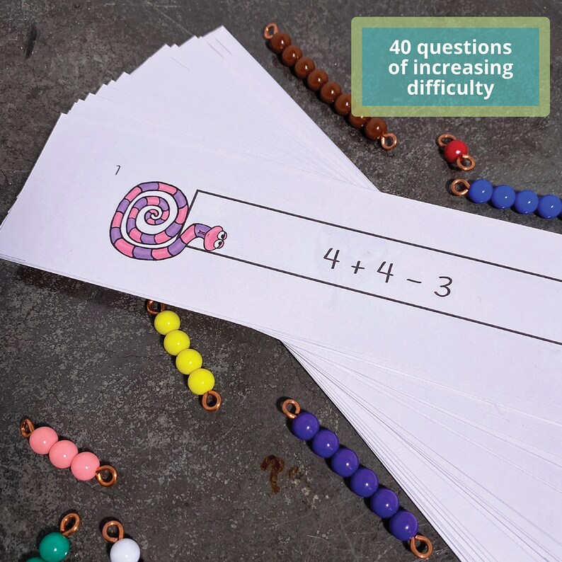 Montessori Math Subtraction Snake Game Cards (numeral Version) for ...