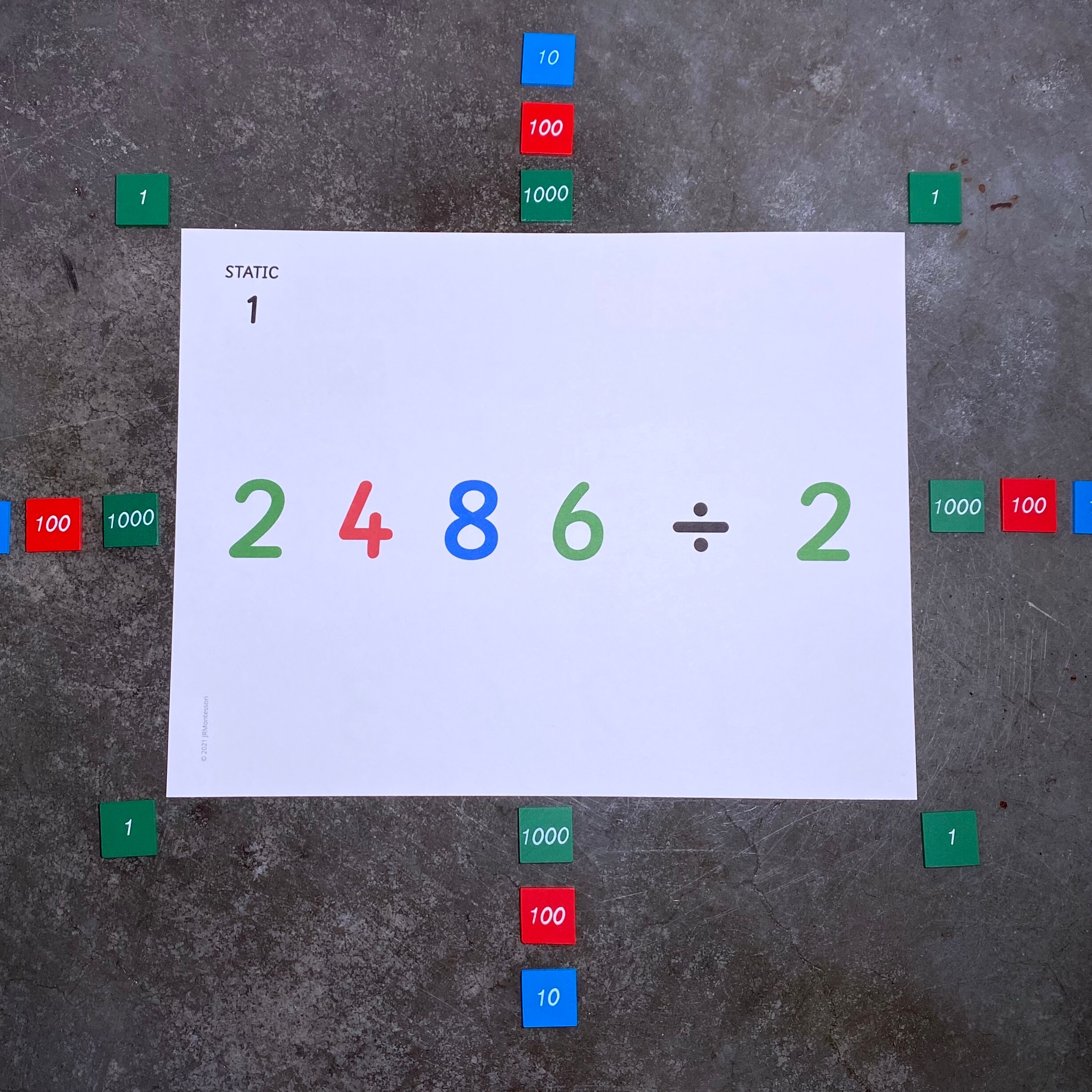 Montessori Math 4-digit Stamp Game Division With Large Cards - Etsy