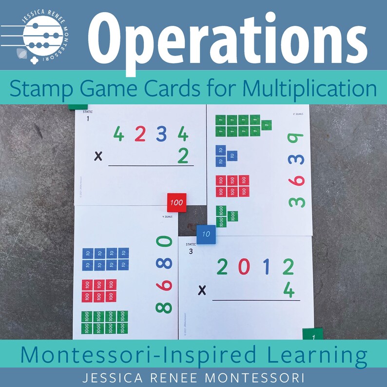 Montessori Math 4-digit Stamp Game Multiplication With Small Cards - Etsy