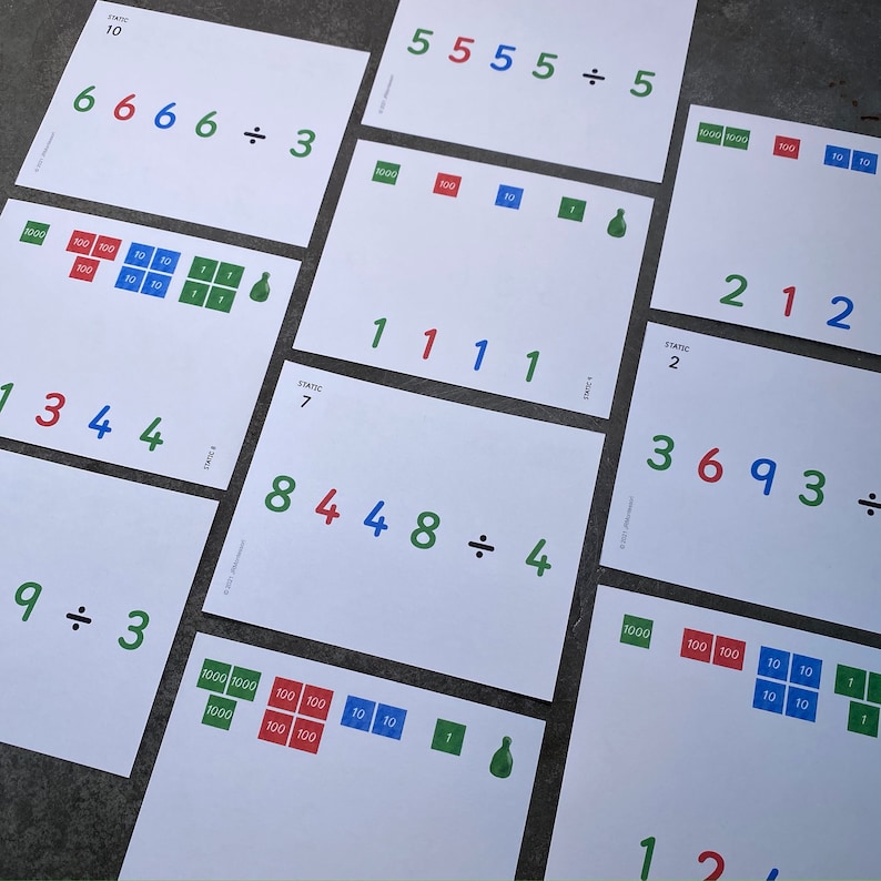 Montessori Stamp Game Operations Cards Bundle (small Cards) - Etsy