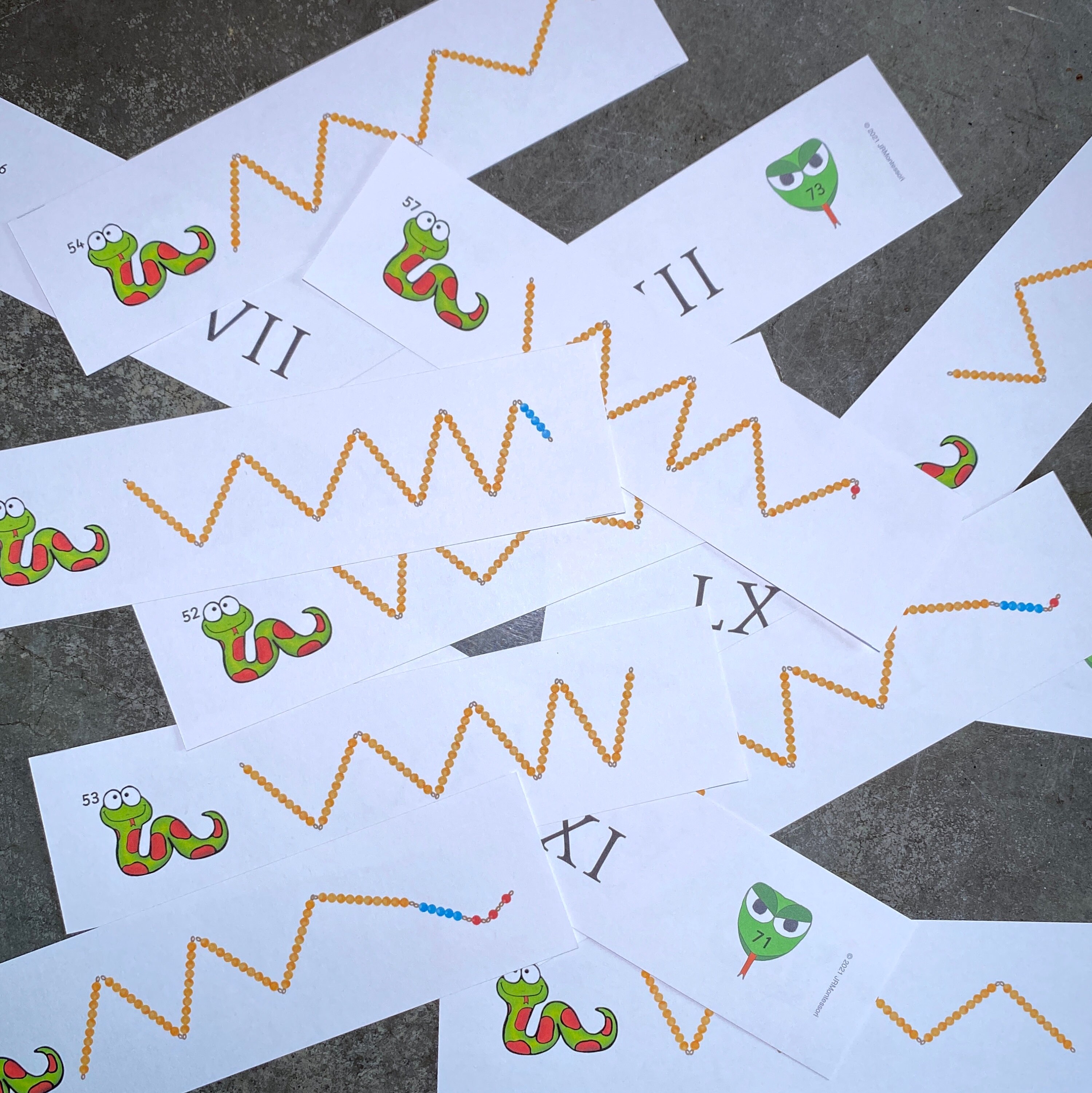 Montessori Snake Game: Roman Numerals 1-100, Addition & Subtraction ...
