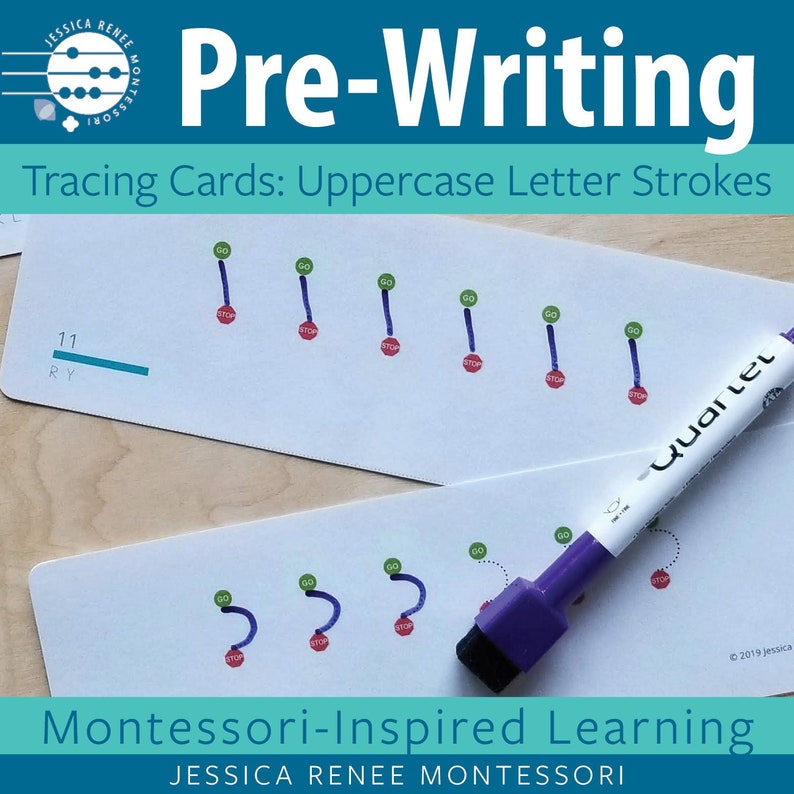 Pre-writing Tracing Cards: Uppercase Strokes - Etsy
