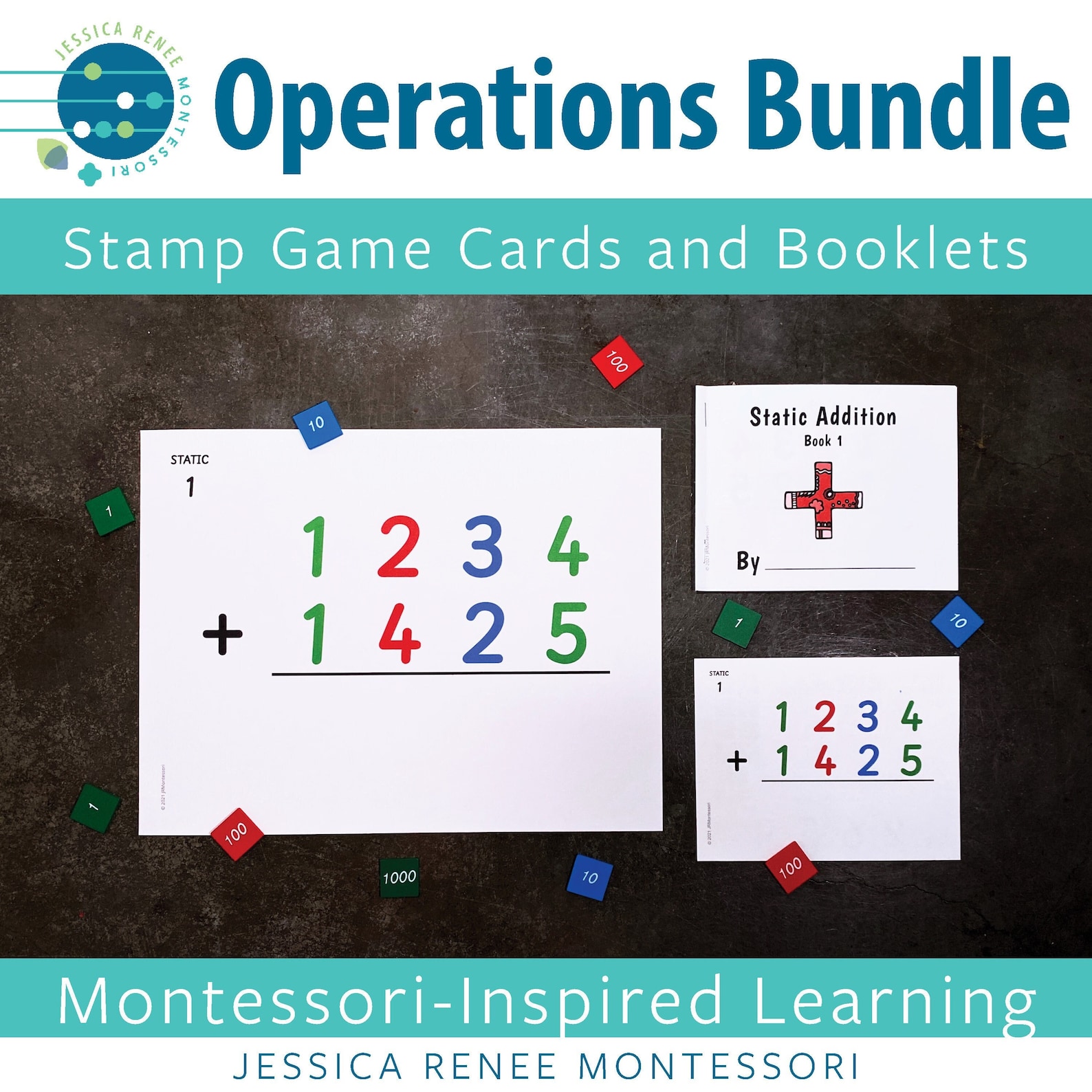 Montessori Math Stamp Game Operations Booklets and Cards Bundle - Etsy