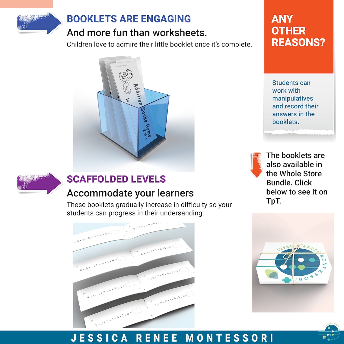 Montessori Math Addition Snake Game Booklets for Addition Facts ...