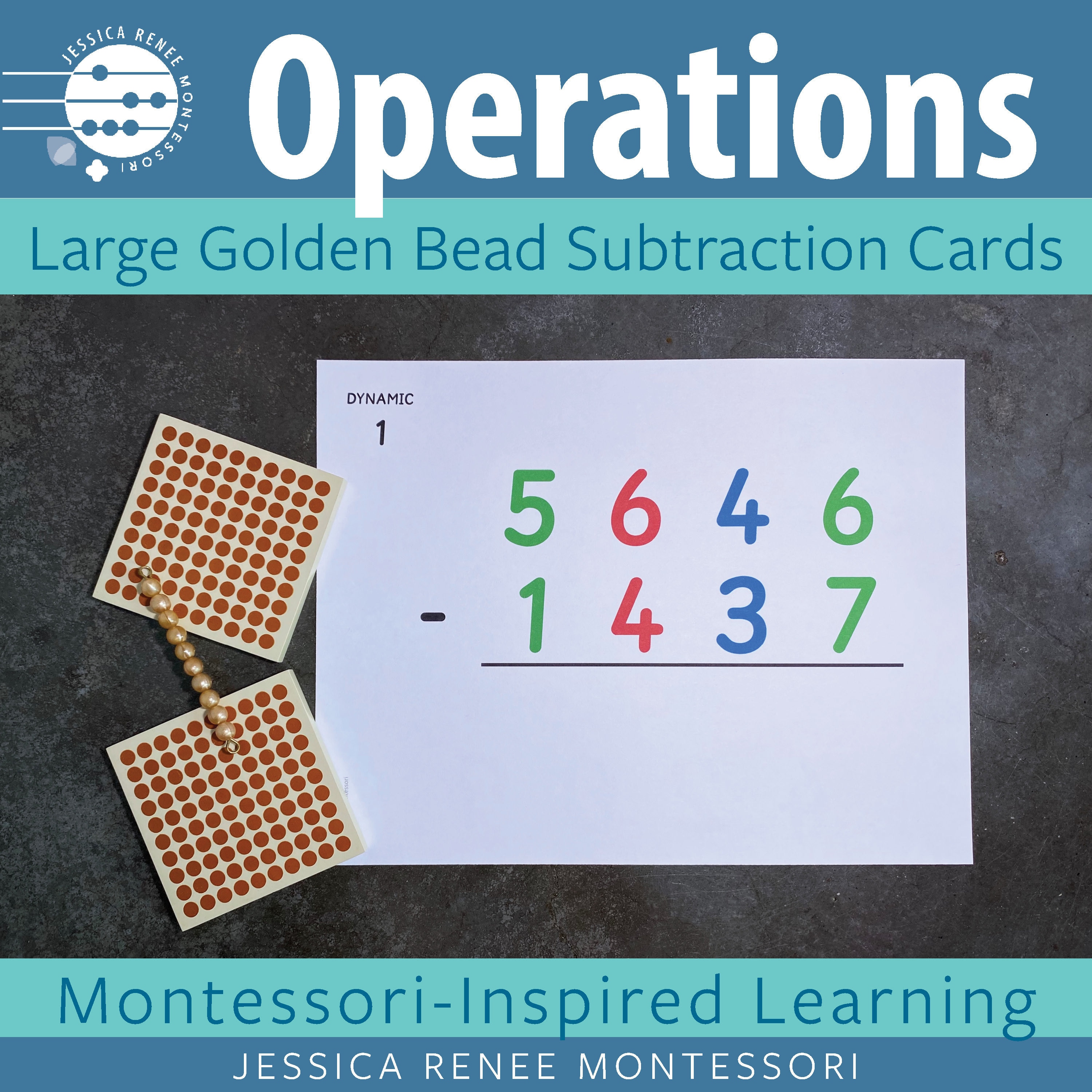 Montessori Math 4-digit Golden Bead Subtraction With Large Cards - Etsy
