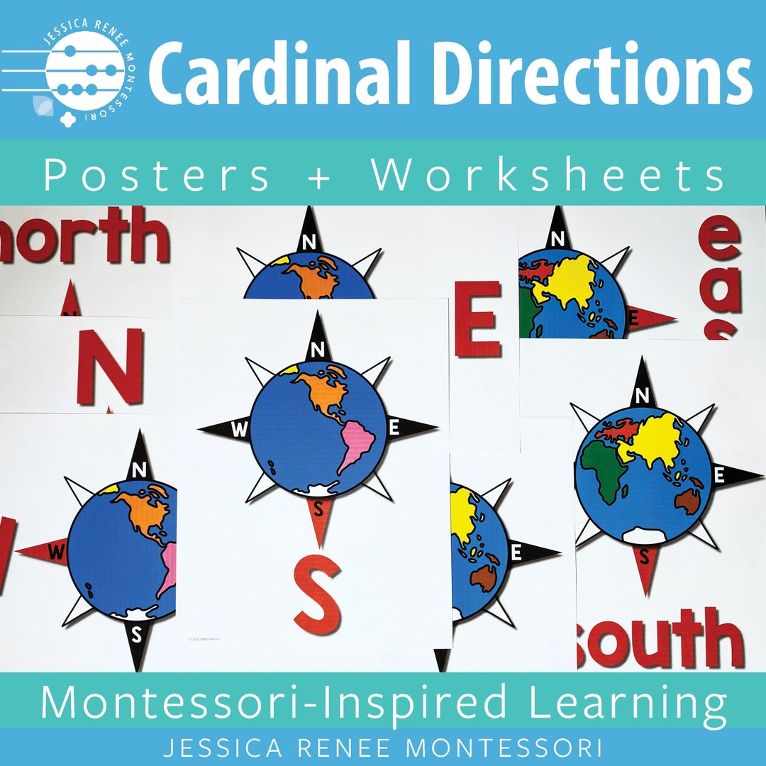 Montessori Geography Cardinal Directions Posters and Worksheets - Etsy