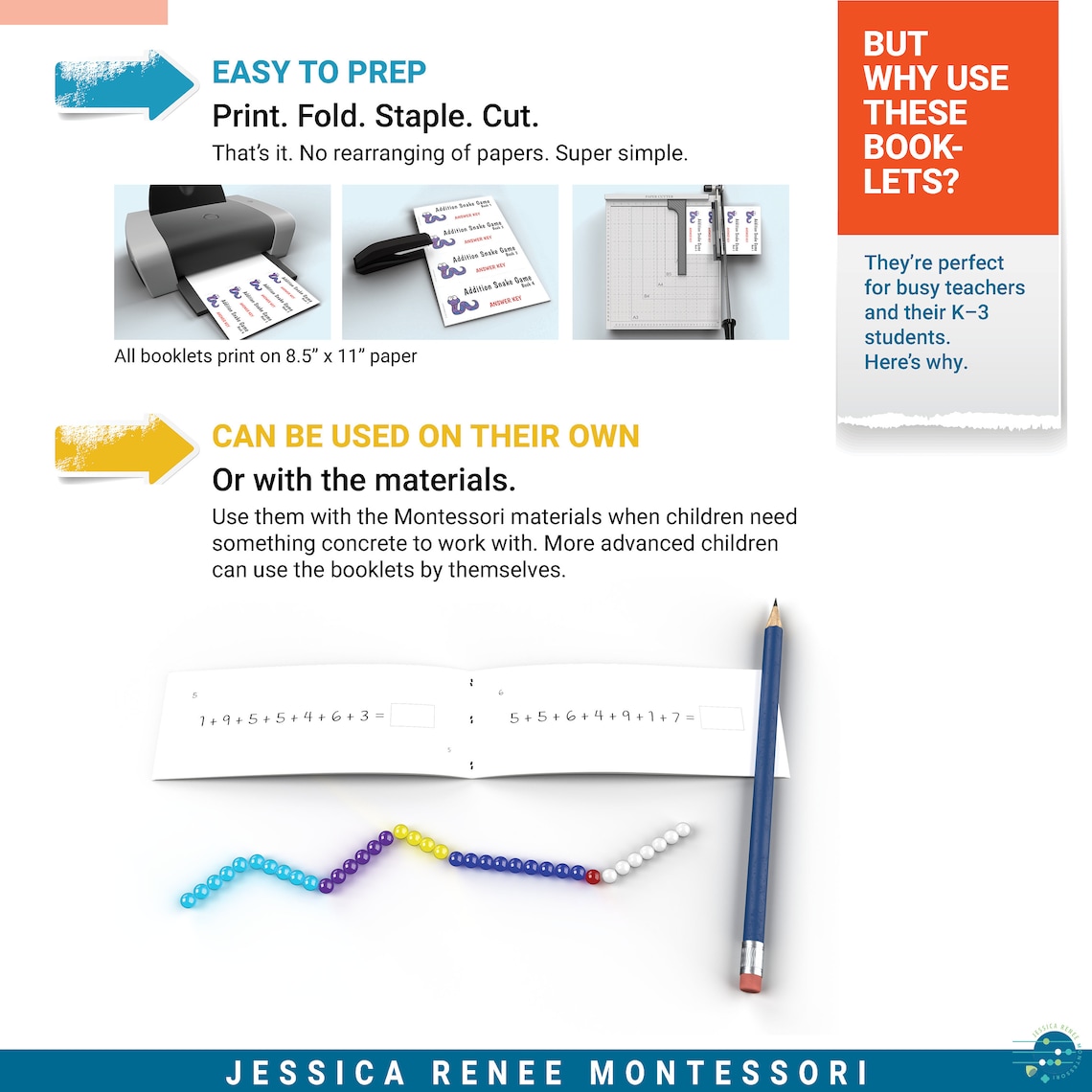 Montessori Math Addition Snake Game Booklets for Addition Facts ...