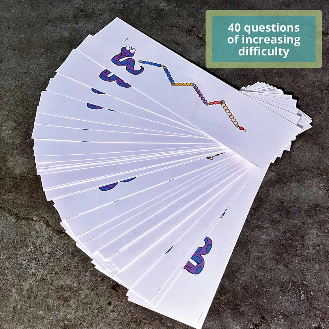 Montessori Math Addition Snake Game Cards (bead Stair Version) for ...