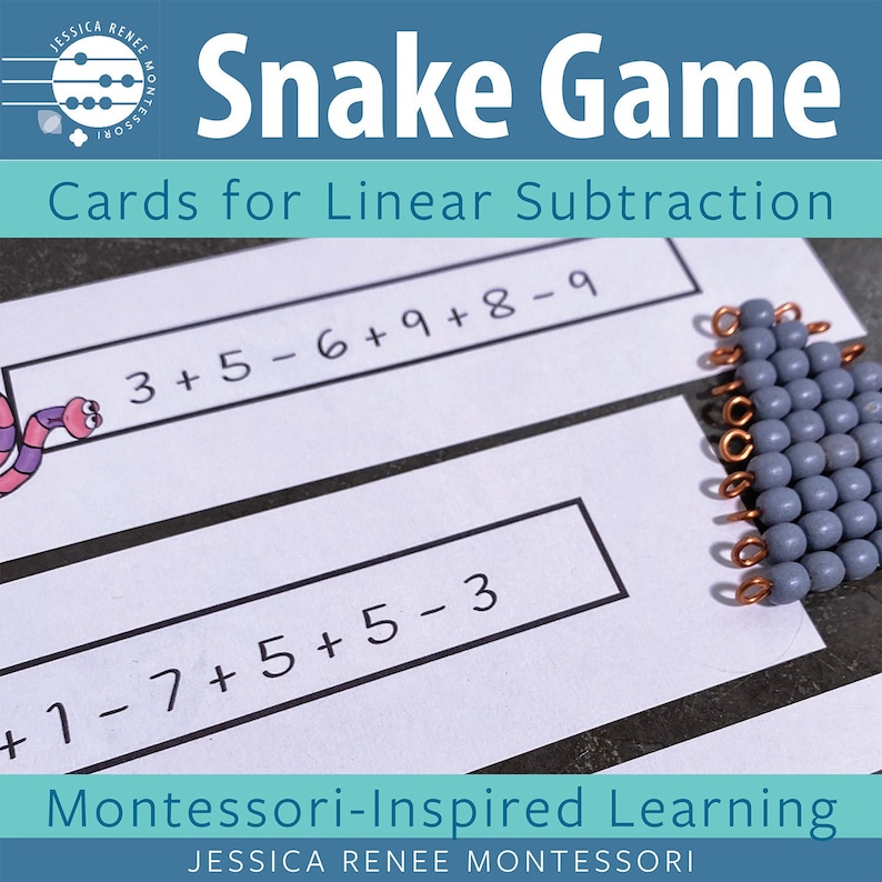 Montessori Math Subtraction Snake Game Cards (numeral Version) for ...
