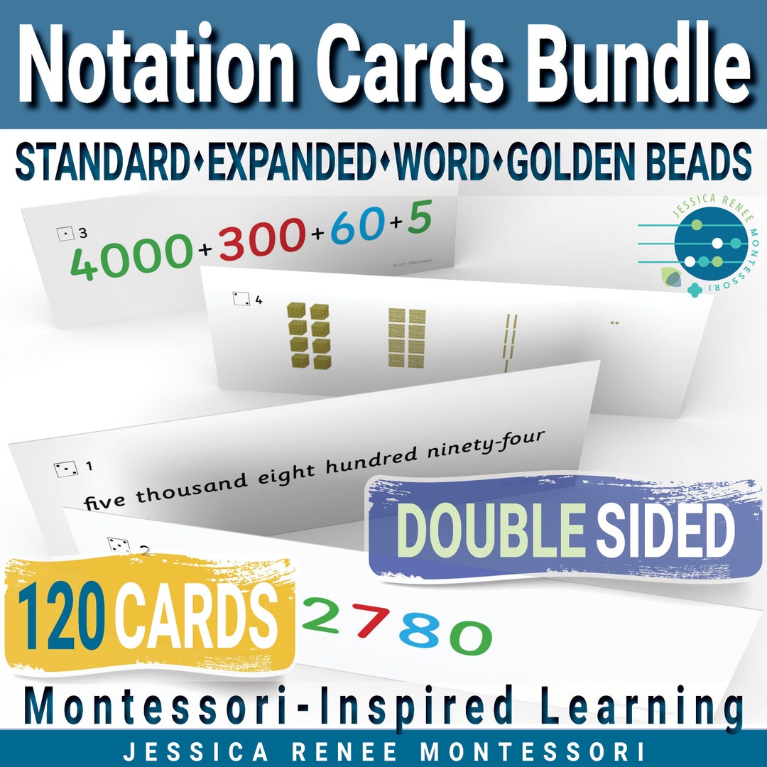 Montessori Math Place Value Notation Cards Bundle With Expanded Form ...
