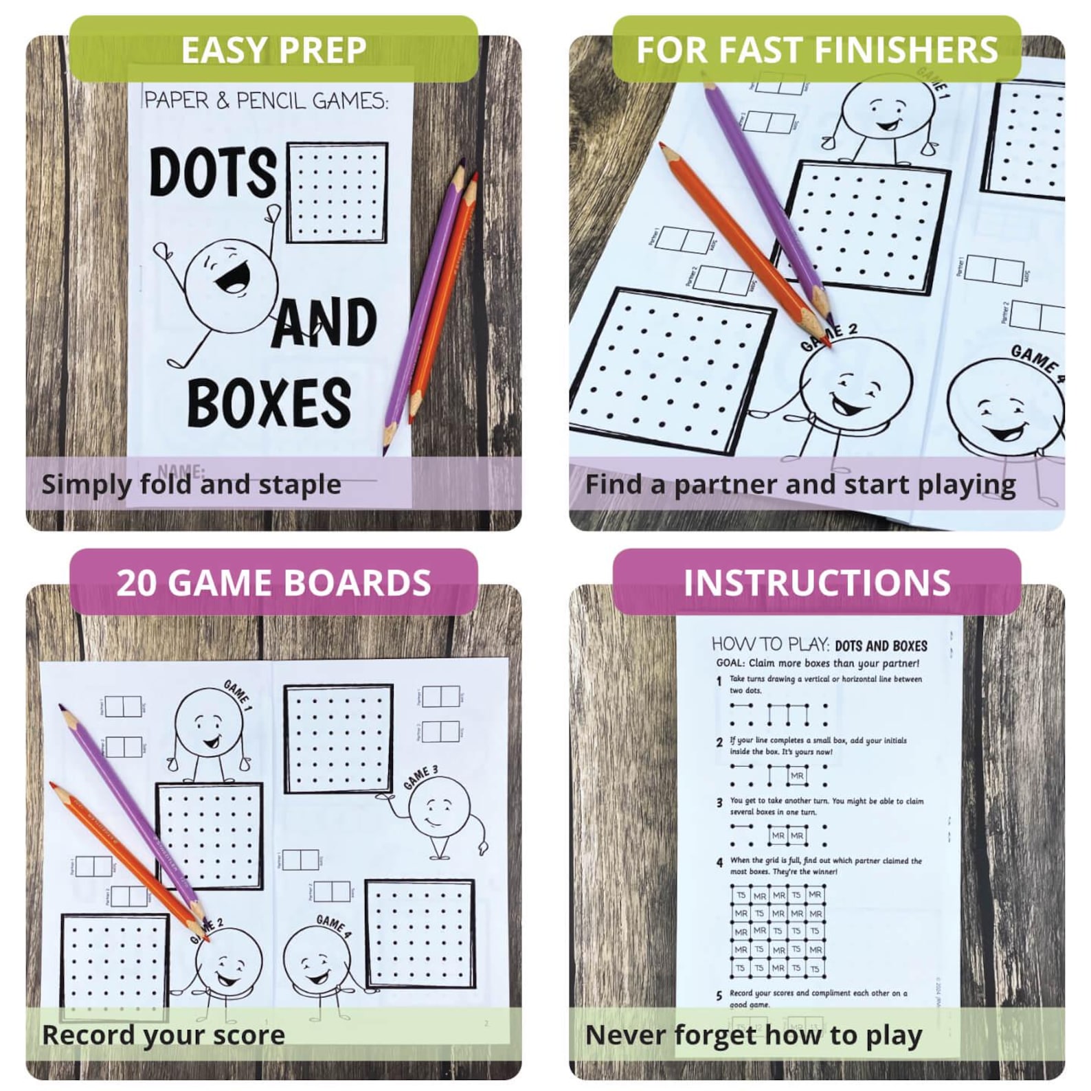 Dots and Boxes Game Templates | Easy Morning Work and Early Finisher ...