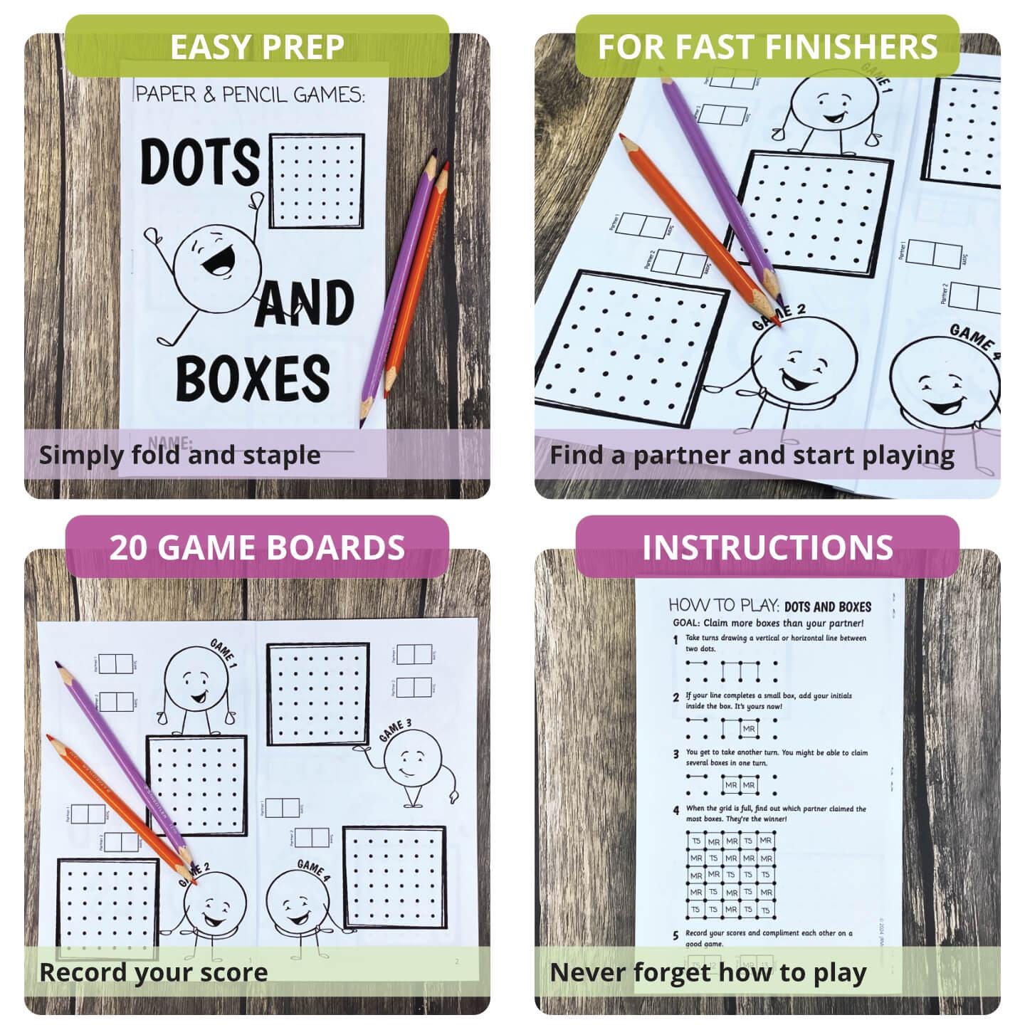 Dots and Boxes Game Templates | Easy Morning Work and Early Finisher ...